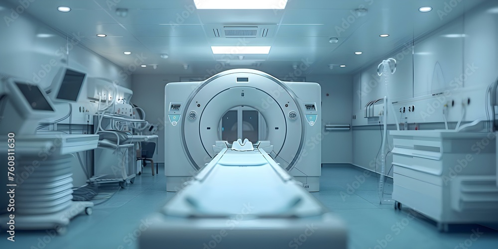 A modern hospital imaging equipment setup for diagnostic medical scans ...