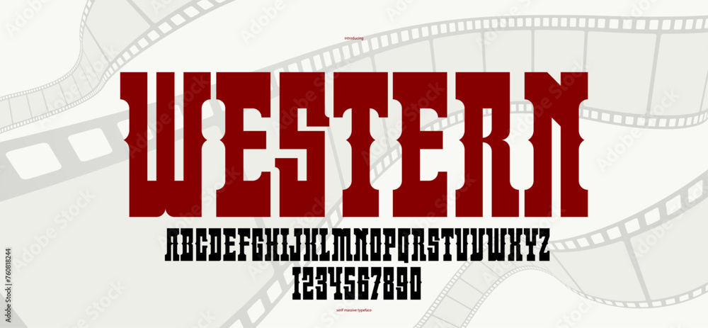 Massive serif font in American style, wild west saloon and western ...
