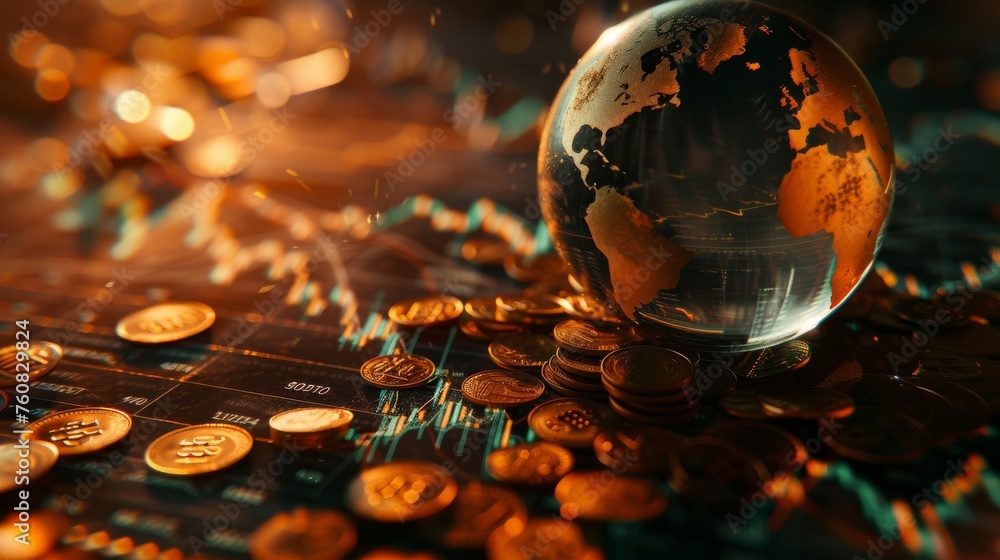 Market Crash Crisis: A shattered glass globe lying amidst scattered ...
