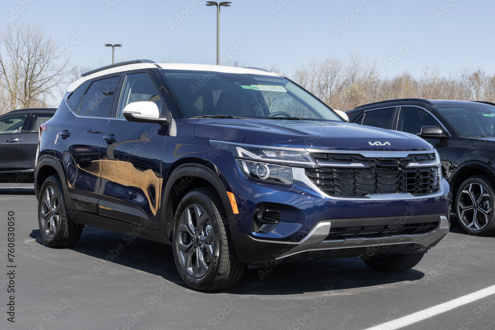 Kia Seltos S display at a dealership. Kia offers the Seltos in LX, S ...