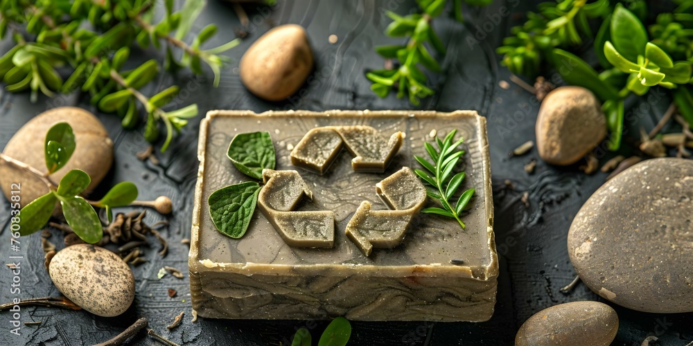 Sustainable Soap Bar with Recycling Symbol Supports Zero Waste and Eco ...