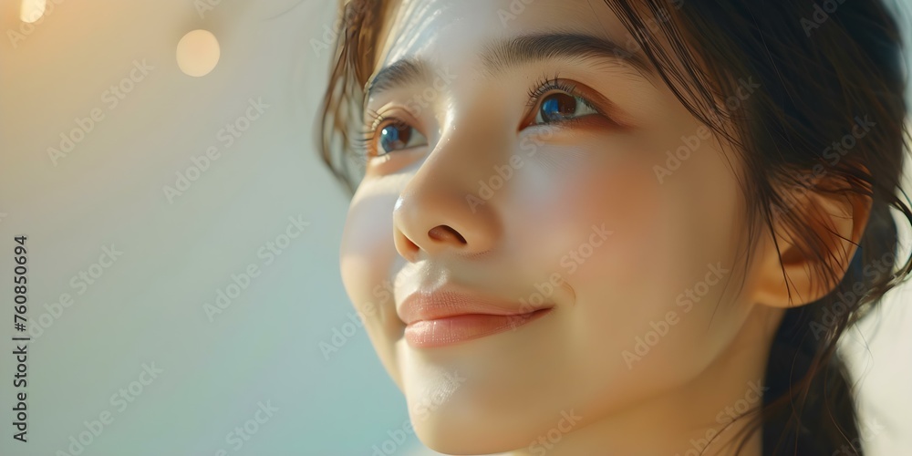 Radiant Asian Woman Smiling with Luminous Skin: Beauty and Skincare ...