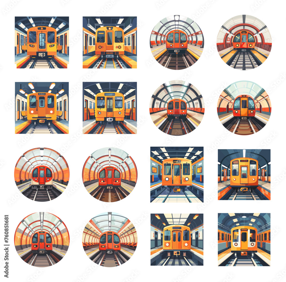 Subway station undeground train cartoon vector concepts. Metro front ...