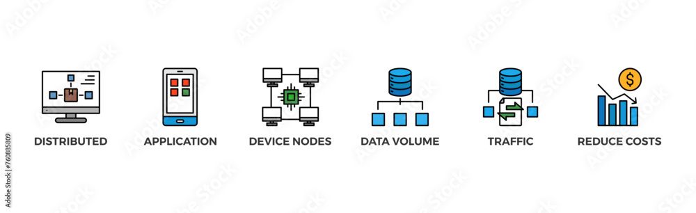 Edge computing banner web icon with icon of distributed computing ...