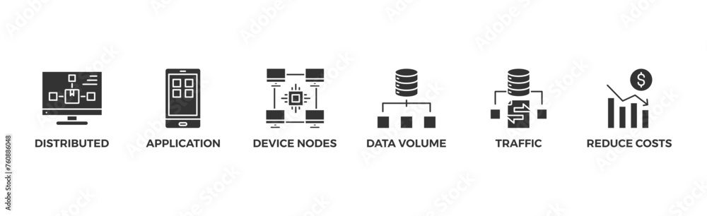 Edge computing banner web icon with icon of distributed computing ...
