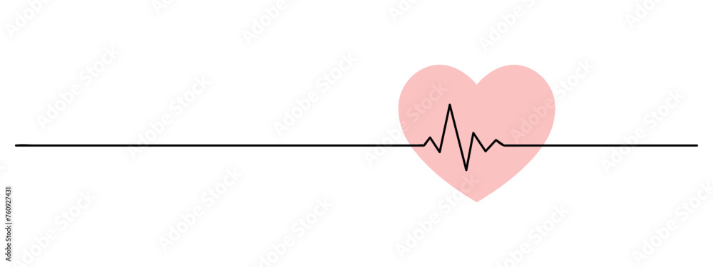 heart pulse one line art, heartbeat, cardiogram lineart, black line ...