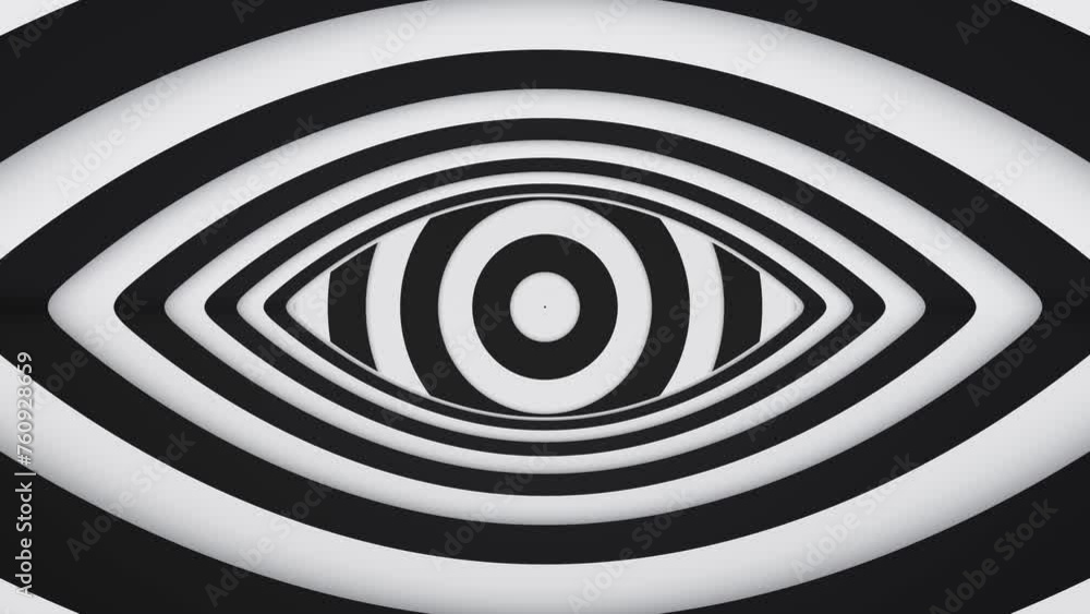 Black and white hypnotic eye optical illusion loop animation Stock ...