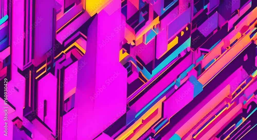 Retro abstract 90s style design background animation Neon geometrical ...