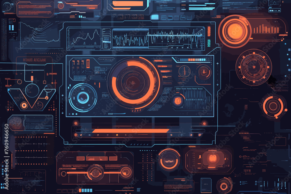 Futuristic user interface, business technology infographic, digital ...