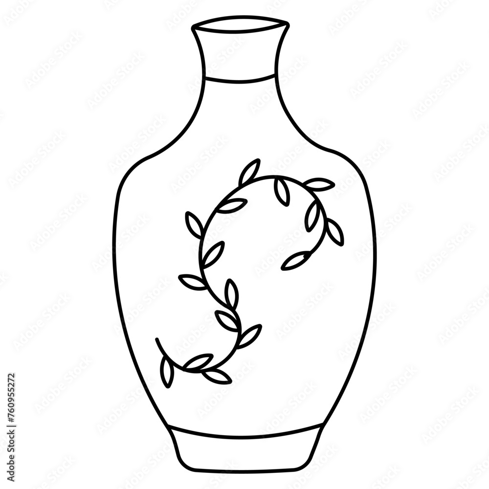Chinese ceramic traditional Vase with paintings of threads and leaves ...
