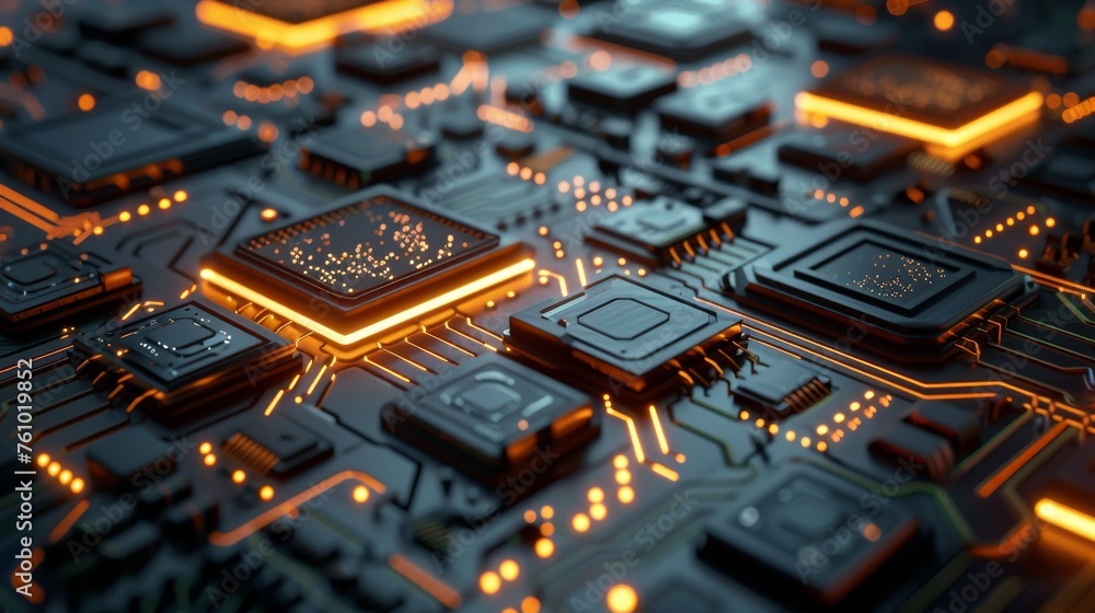 Futuristic CPUs with glowing cores ideal for depicting next gen ...