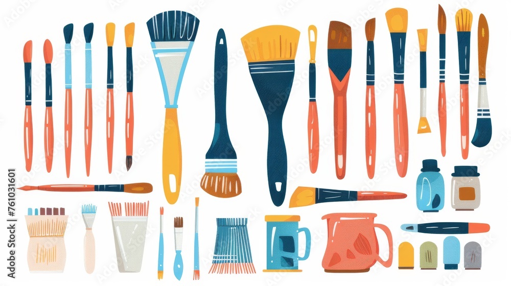 Artistic clipart illustration showcasing various painting tools ...