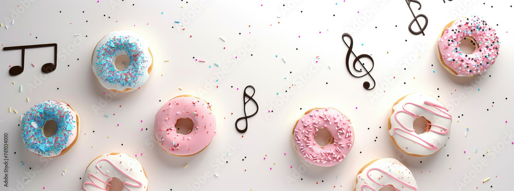 premium gourmet iced donuts with different toppings top on a studio ...