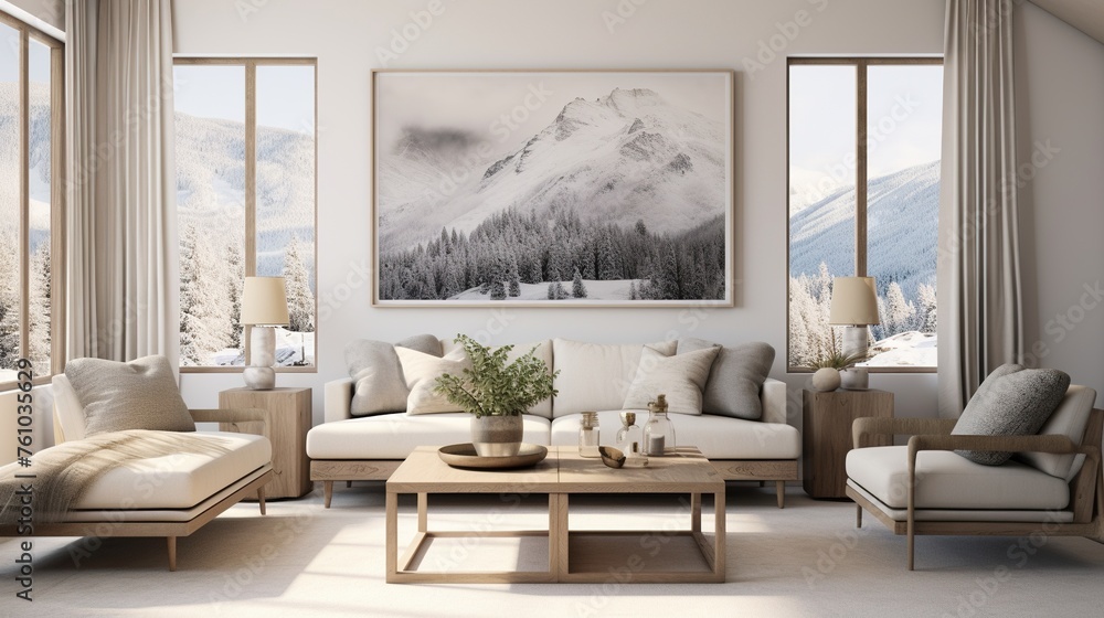 Modern trending interior of living room with aesthetic setting and ...