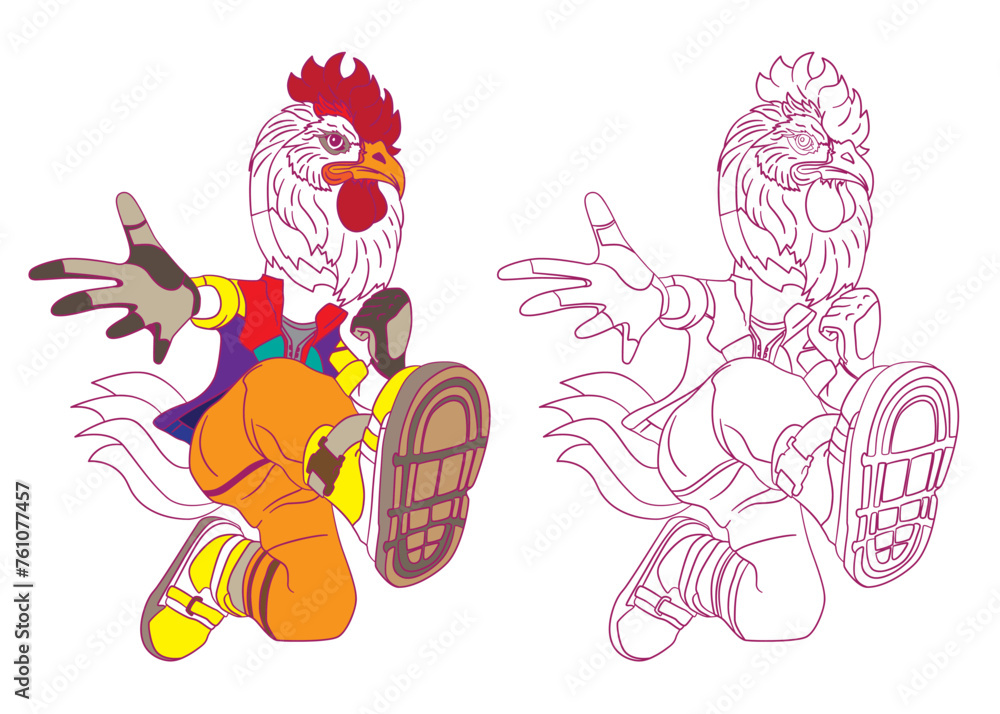cute animal doodle illustration for coloring page drawing book Stock ...