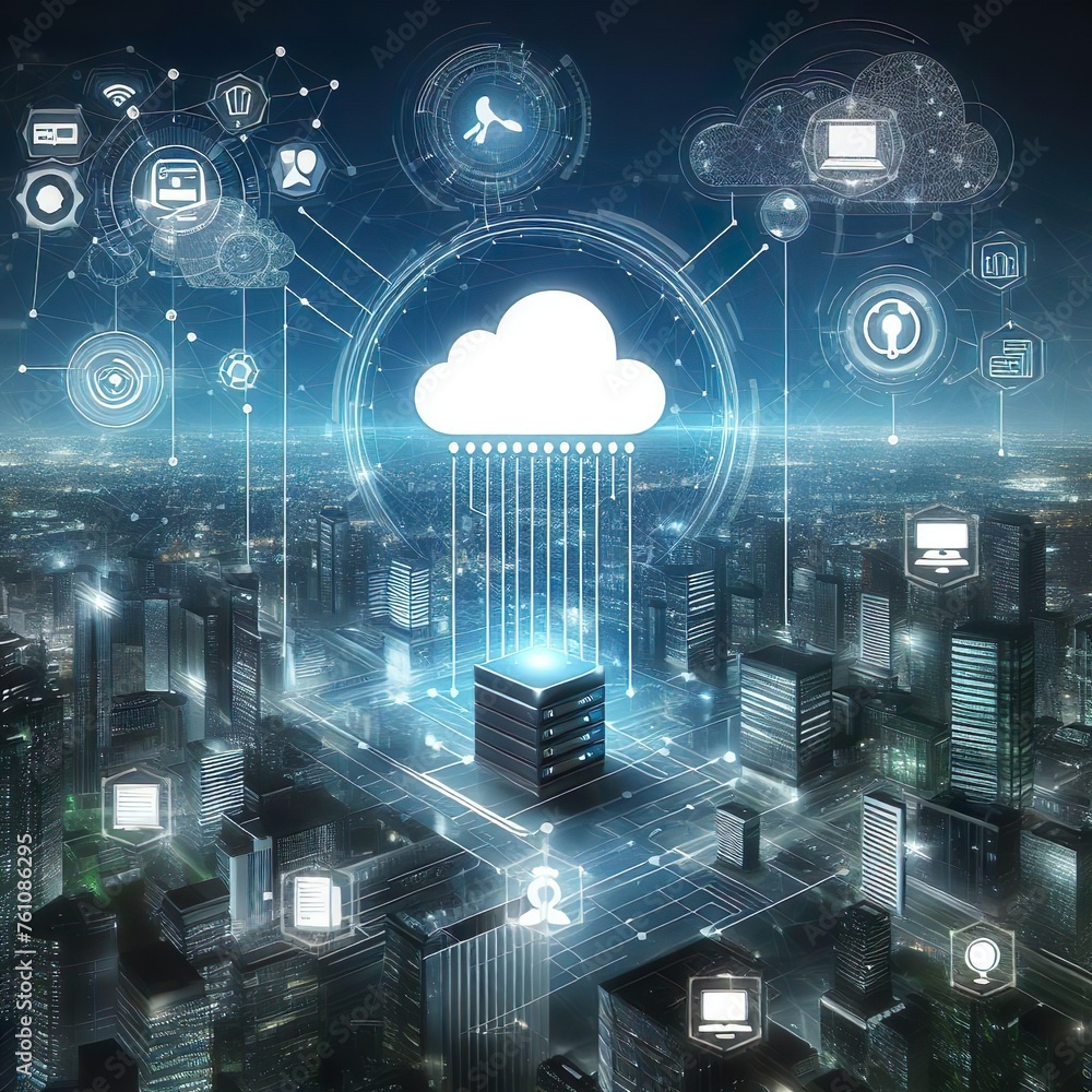 Technology networking and digital communication in business with cloud computing concept web ...