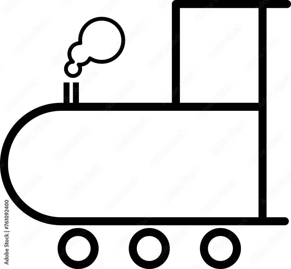 Train Engine Icon On Transparent Background. Vintage Train Engine ...