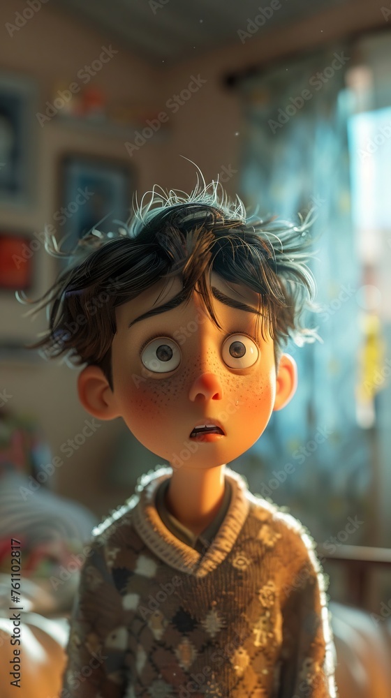 A character stands before a projection screen, where famous movie ...