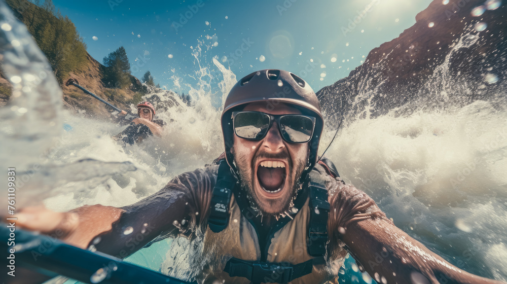 Whitewater rafting, Rapids adventure, Splashing moments, Teamwork ...