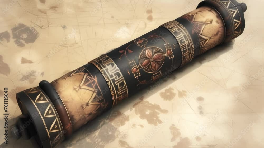 The intricate design of a rolled up scroll featuring a cryptic clue ...