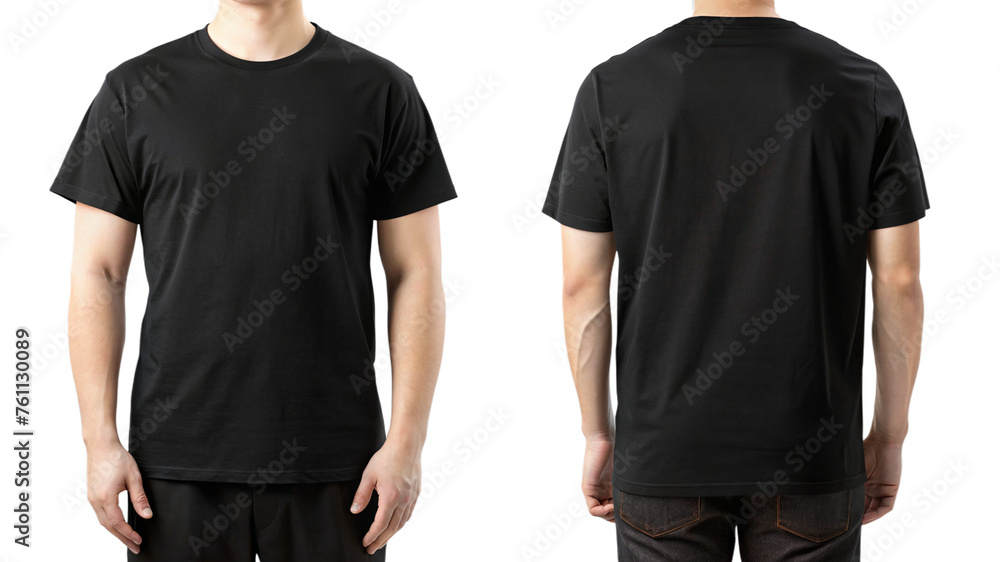 Plain black t-shirt front and back for PNG mockup Stock Illustration ...