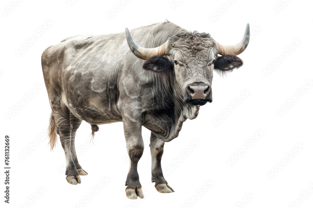 Male gray giant ox, castrated bull used as draft animal isolated on ...