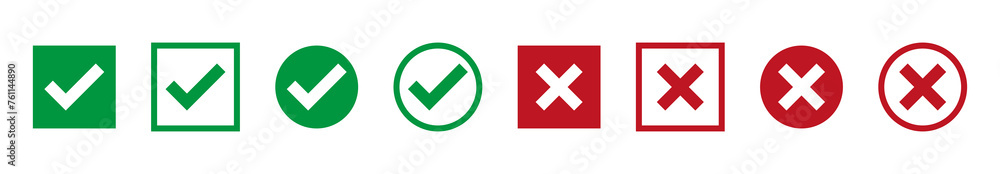 check mark icon button set. check box icon with right and wrong buttons ...