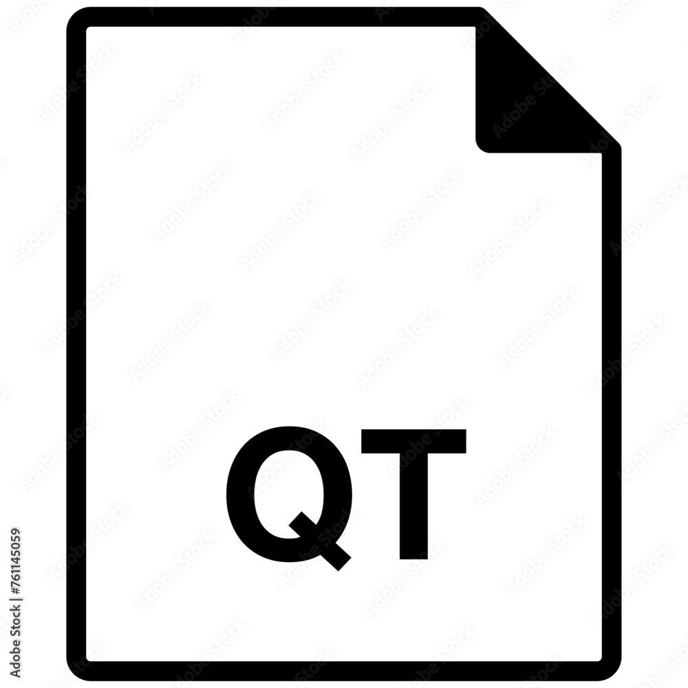 Single black QT file line icon, simple flat design infographic ...