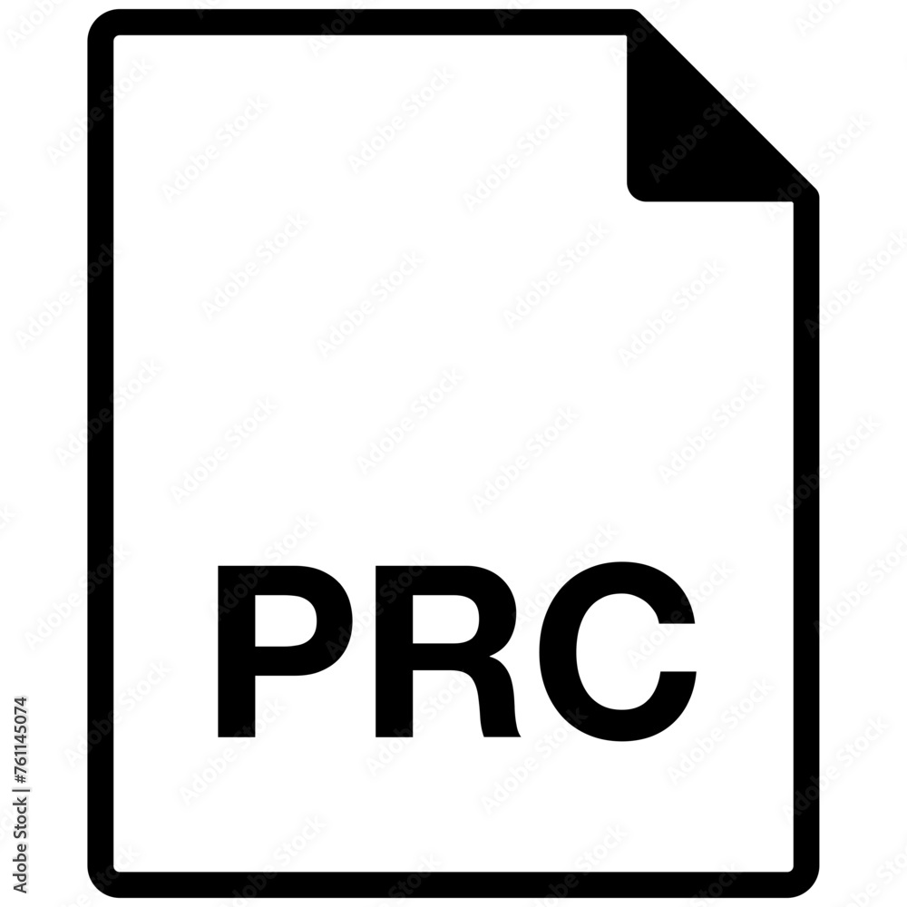 Single black PRC file line icon, simple flat design infographic ...