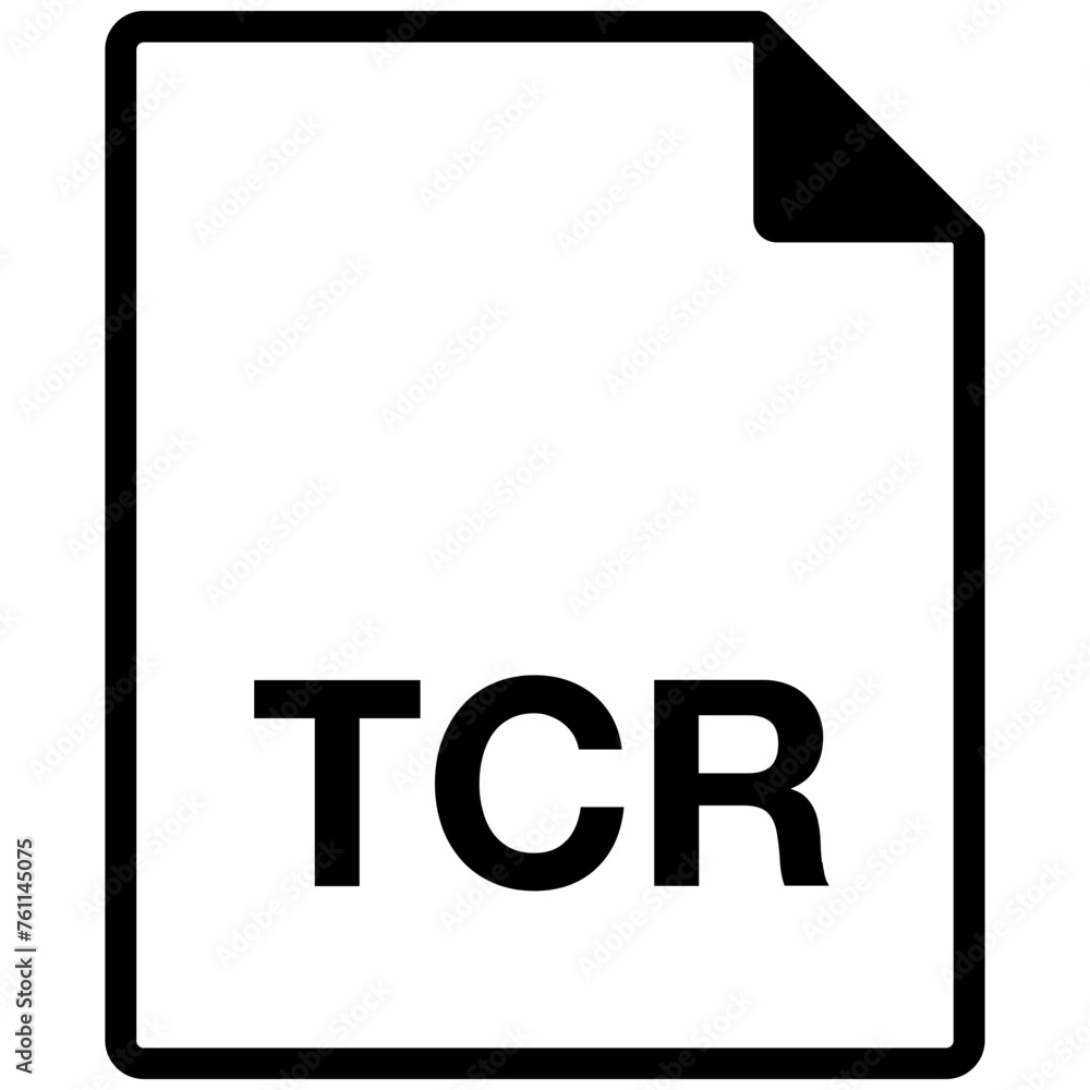 Single black TCR file line icon, simple flat design infographic ...