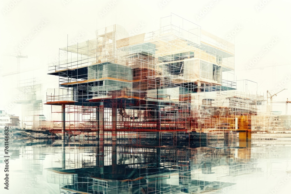 Renovation of a Historic Building With Scaffolding, A side-by-side ...