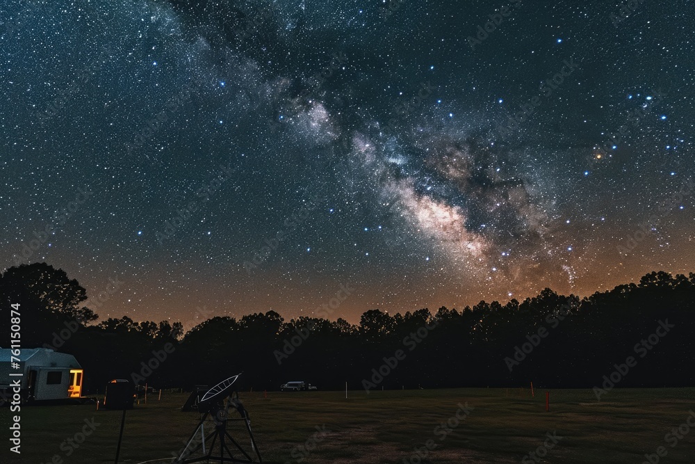 The night sky is brilliantly illuminated with an abundance of stars ...