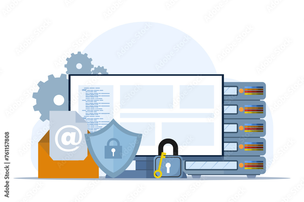 Vetor de database security concept, phishing, hacker attack, hackers stealing personal data ...