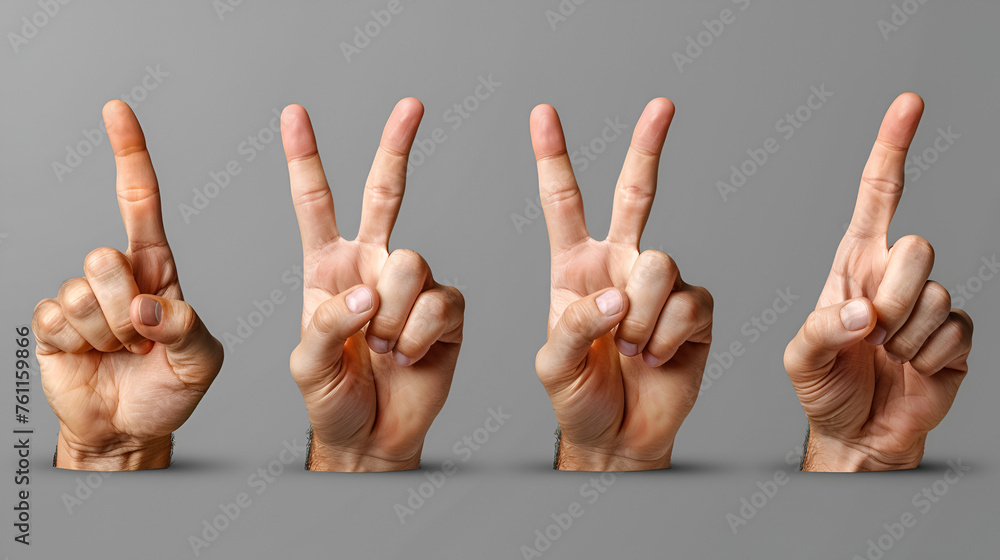 finger symbols from one to five isolated on transparent background, Set ...