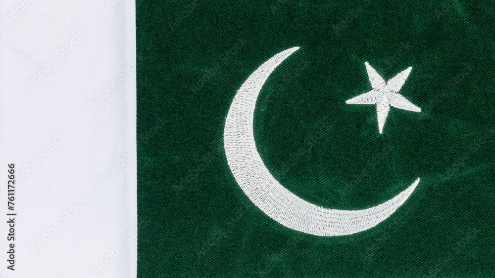 Pakistan flag consists of dark green with a white vertical stripe, a ...