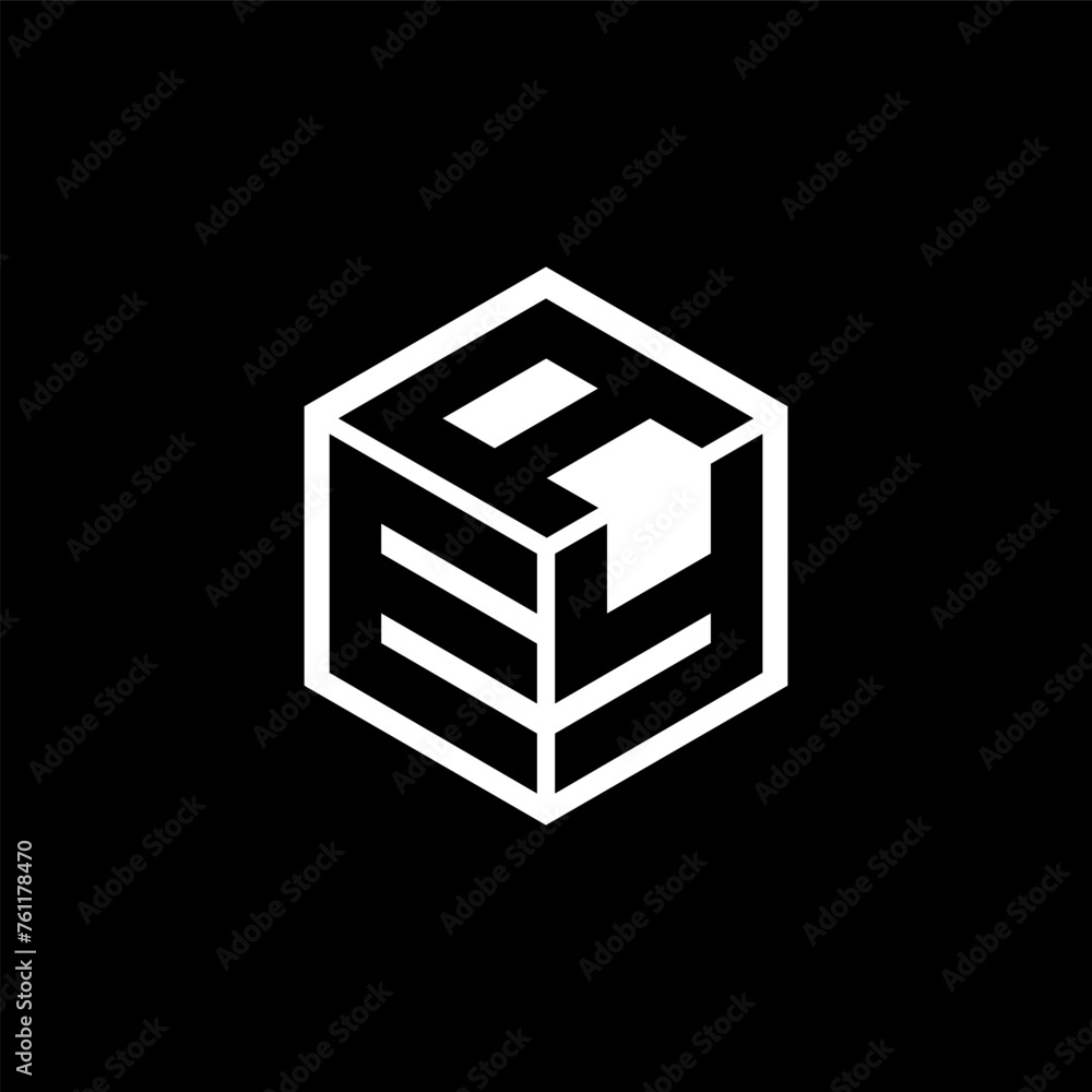 EYA letter logo design with black background in illustrator, cube logo ...