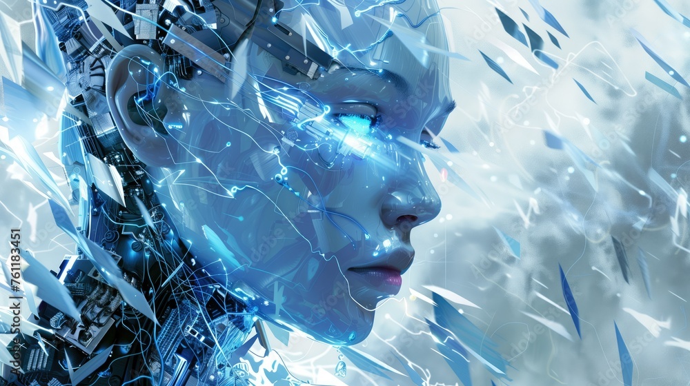 Synthesis of the Sentient, digital artwork human features, advanced ...
