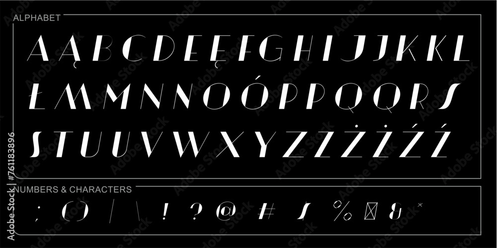 alphabet letters font set. typography font with trendy letters thin ...