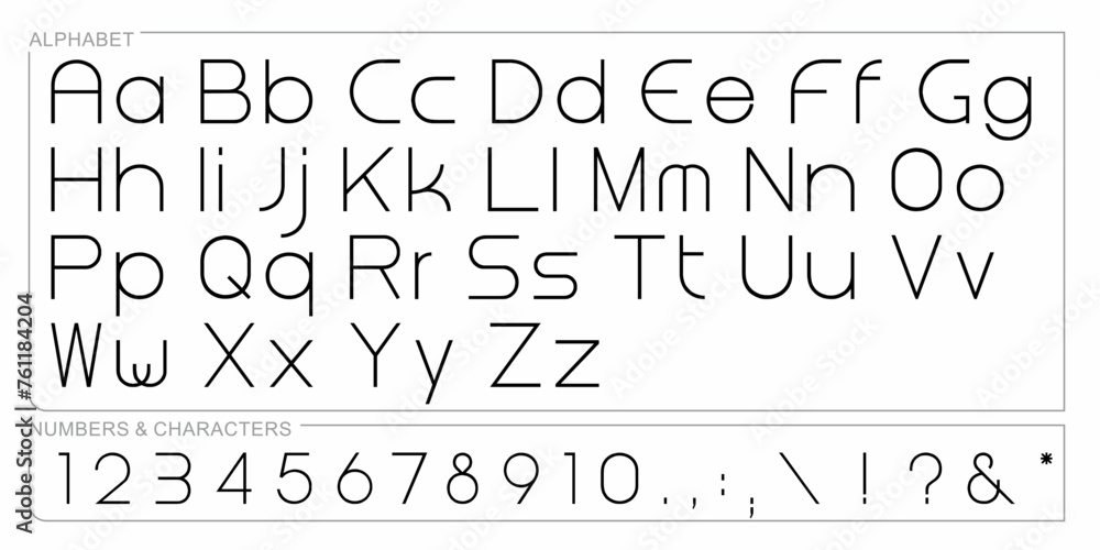 alphabet letters font set. typography font with trendy letters thin ...