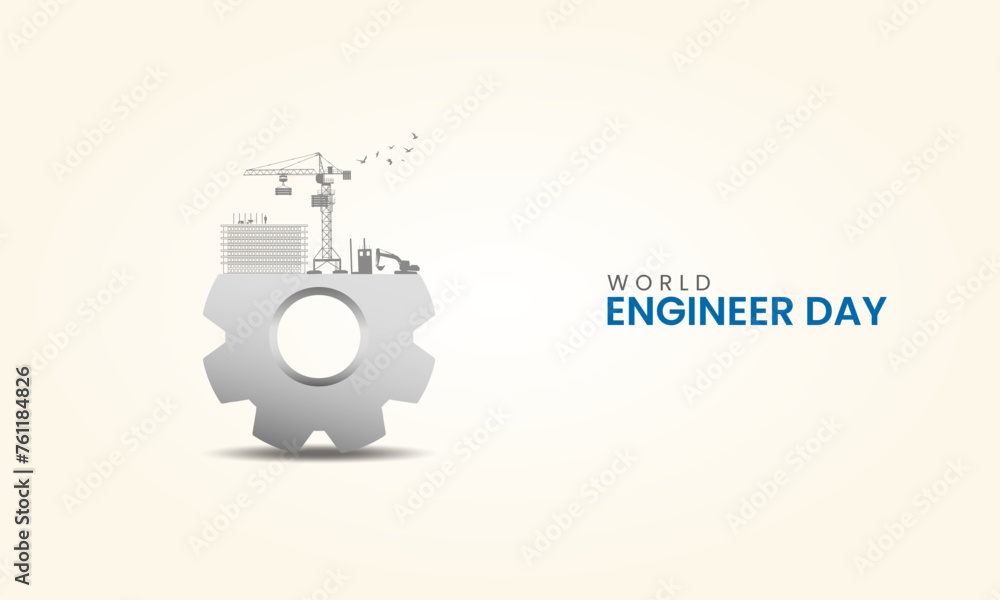 World engineers day, Gear Icons with building, city, town, engineers ...