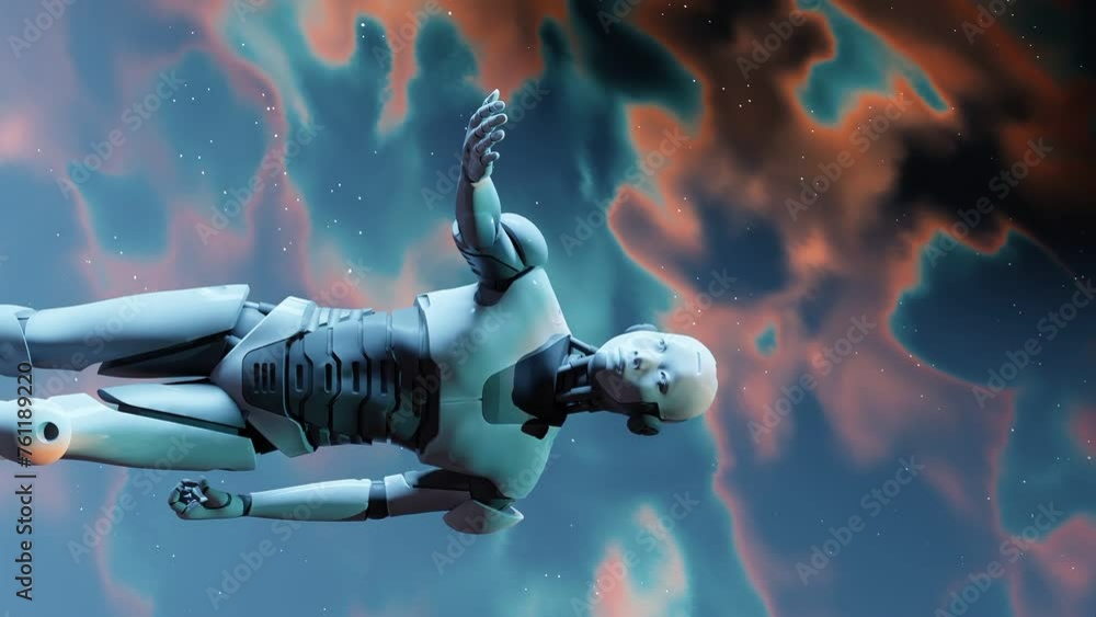 robot humanoid prototype showing its open hand empty palm with liquid ...