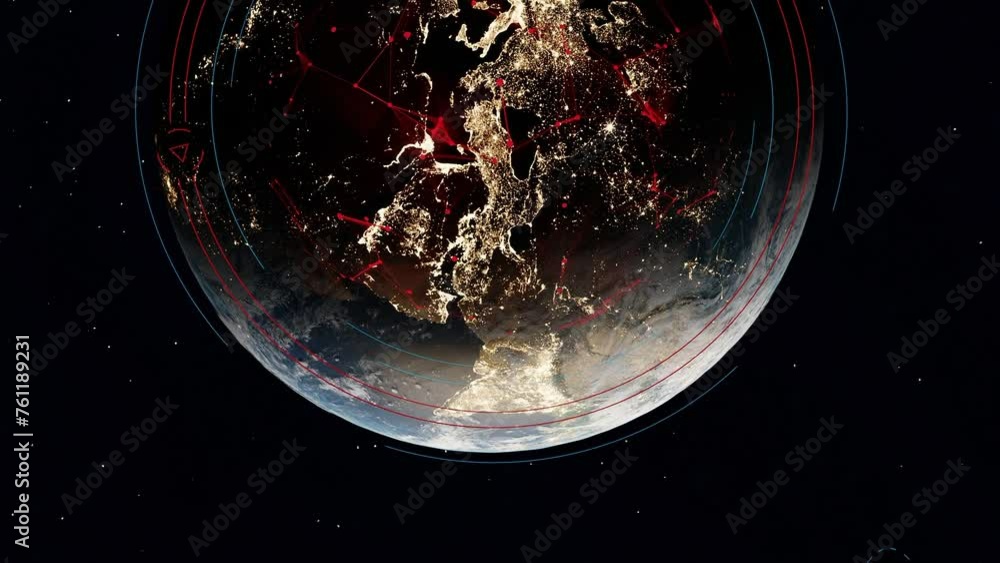 planet earth spinning view from Deep black space with animation ...