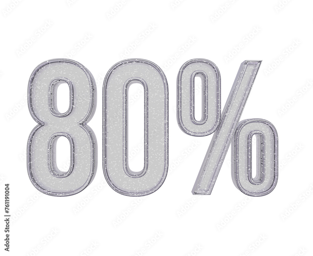 80 number percent 3d text business concept illustration render on ...