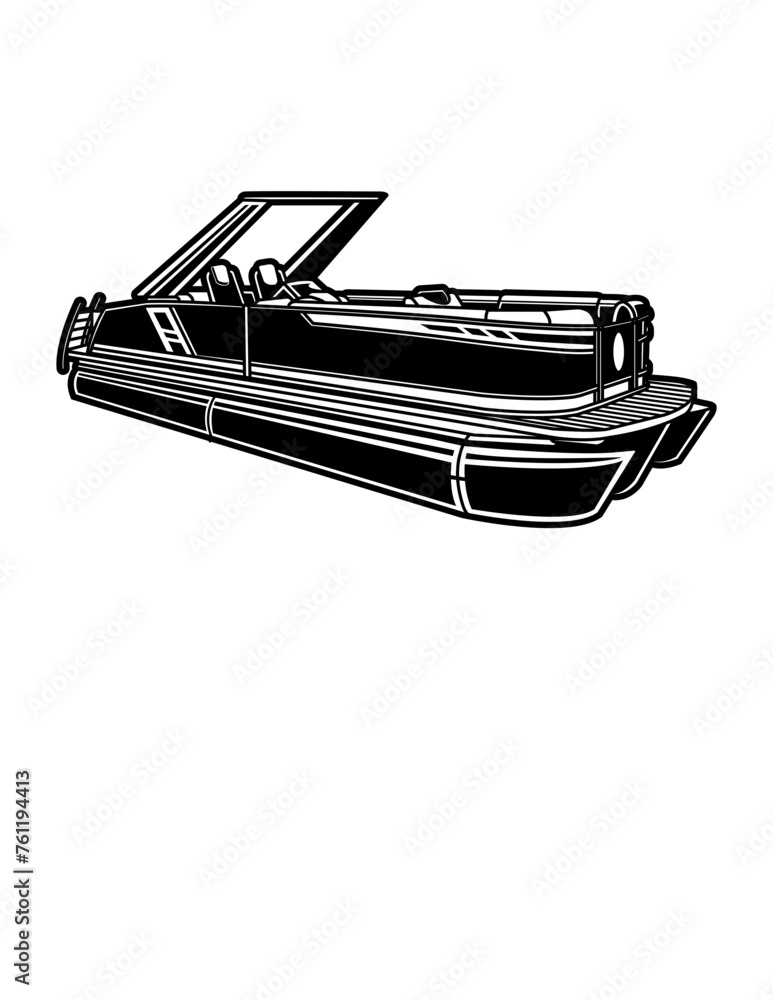 Vetor de Pontoon Clipart, Pontoon Boat Illustration, Pontoon Stencil ...