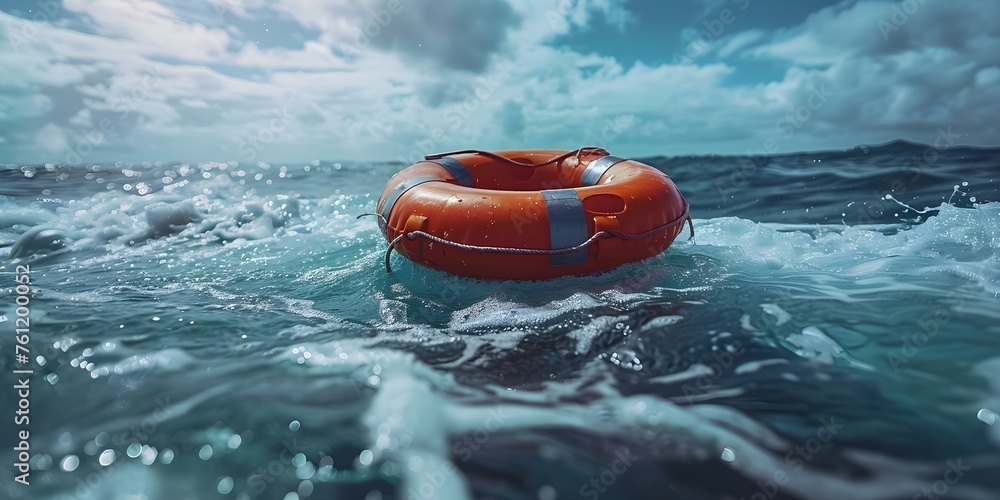 Marine Rescue Lifesaver: Safety Flotation Device in Ocean Waves ...