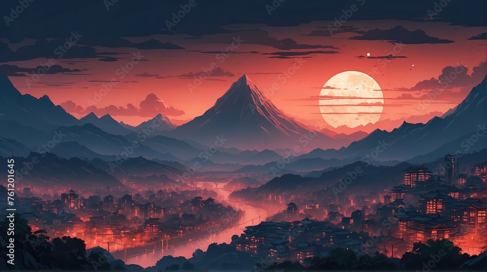 japanese theme wallpaper. red moon japanese theme wallpaper. Japanese ...