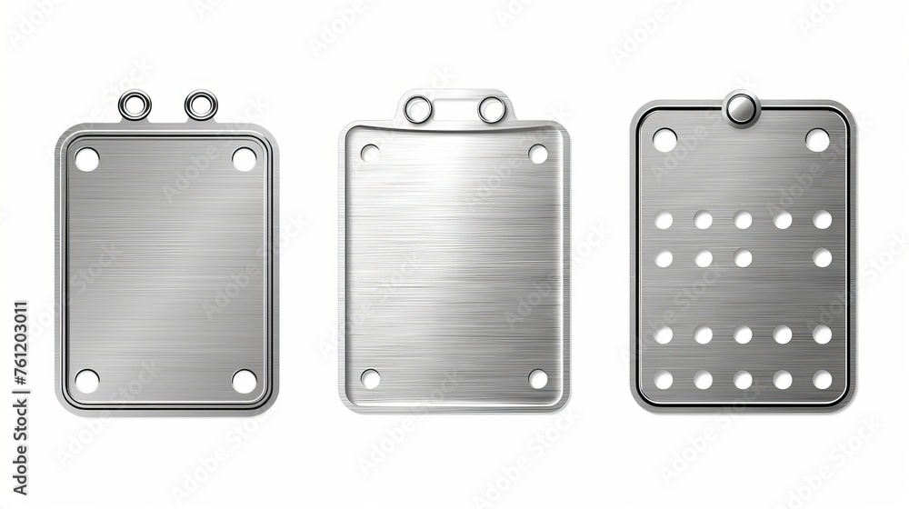 Stainless steel rectangular, square, and round metal tag plates with ...