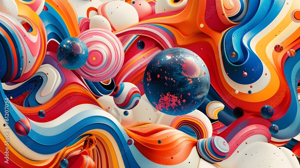 Vibrant 3D Anamorphic Art with Swirls, To provide a unique and eye ...