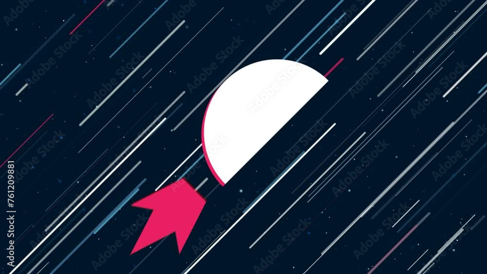 Semicircle symbol flies through the universe on a jet propulsion. The ...