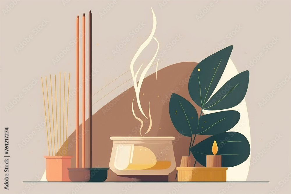 Aromatherapy Concept. Aroma oil diffuser on chair against in the ...